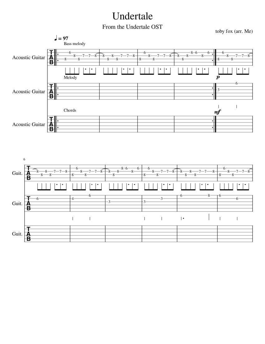 Undertale – Toby Fox for Guitar Trio Sheet music for Guitar (Mixed Trio ...