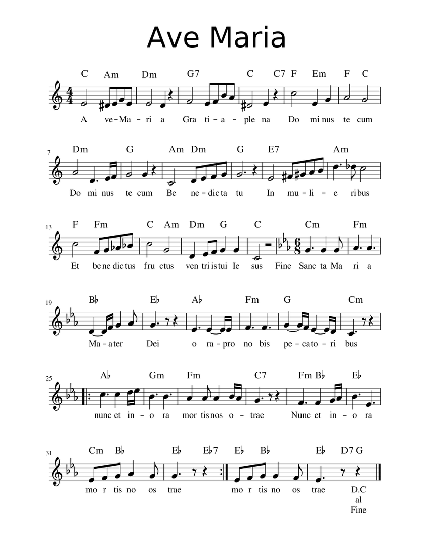 Ave Maria Sheet music for Piano (Solo) Easy | Musescore.com