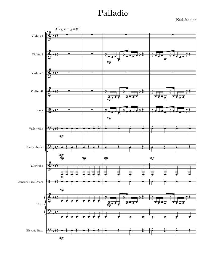 Palladio – Karl Jenkins Palladio Sheet music for Contrabass, Violin ...