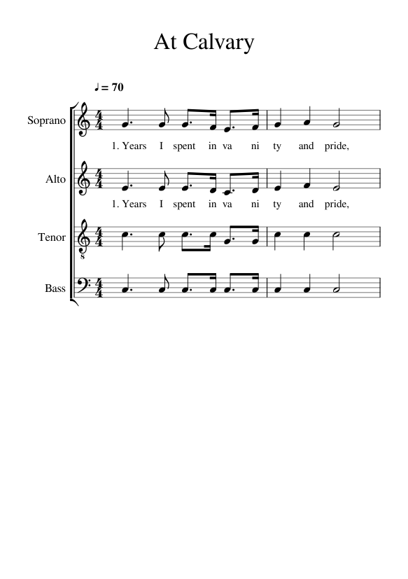 At Calvary Sheet Music for Soprano, Alto, Tenor, Bass voice (SATB ...
