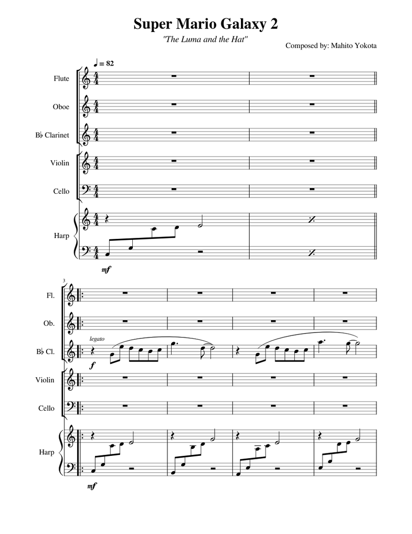 The Luma and the Hat – Super Mario Galaxy 2 Sheet music for Flute, Oboe ...