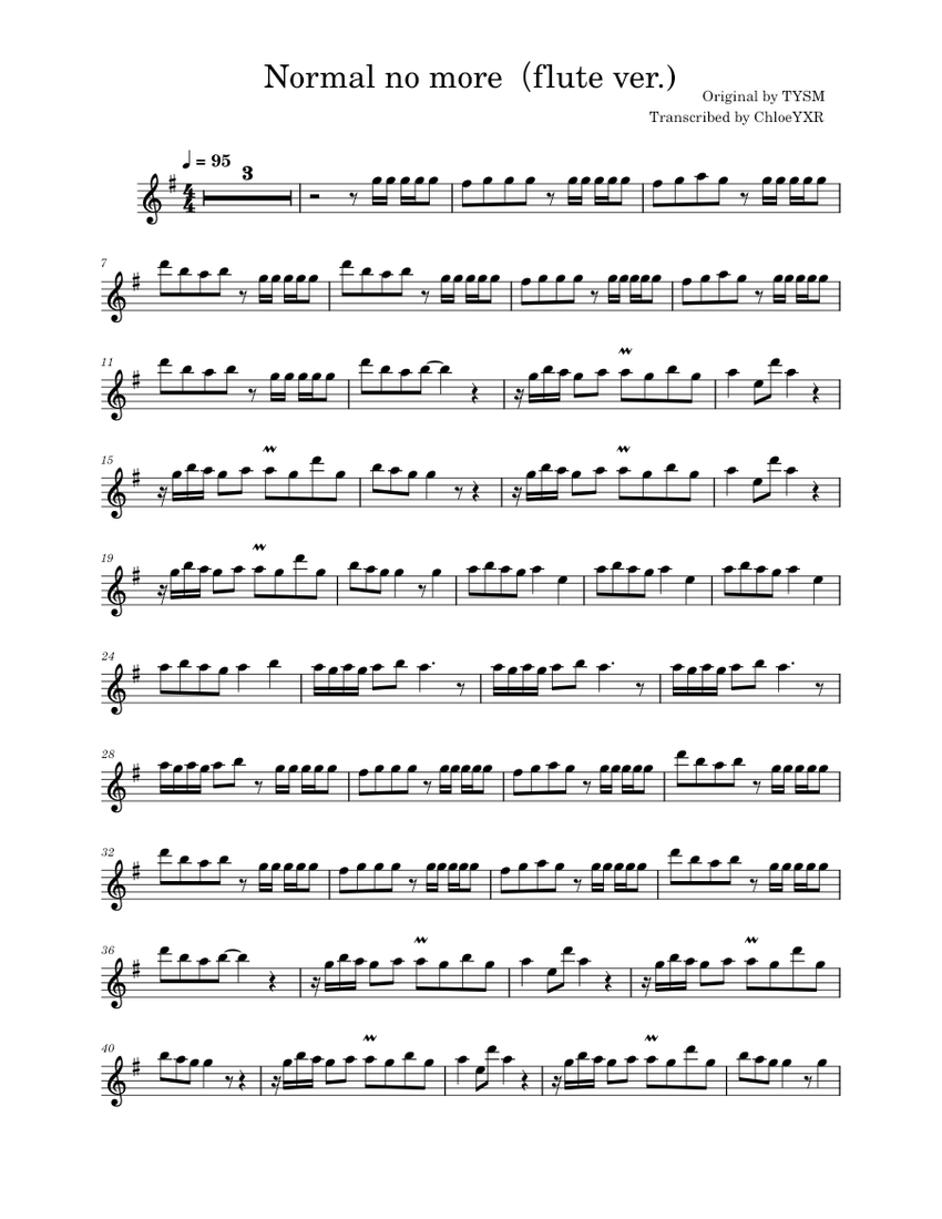 Normal No More – Tysm Normal no more Sheet Music for Flute (Solo ...