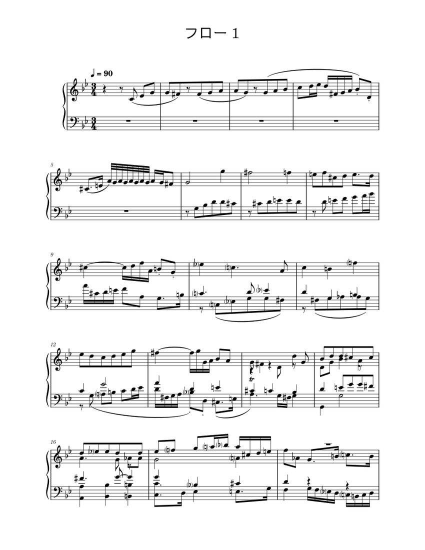 fuga_g - 01_Piano - 01 フロー 1 Sheet music for Piano (Solo) | Musescore.com