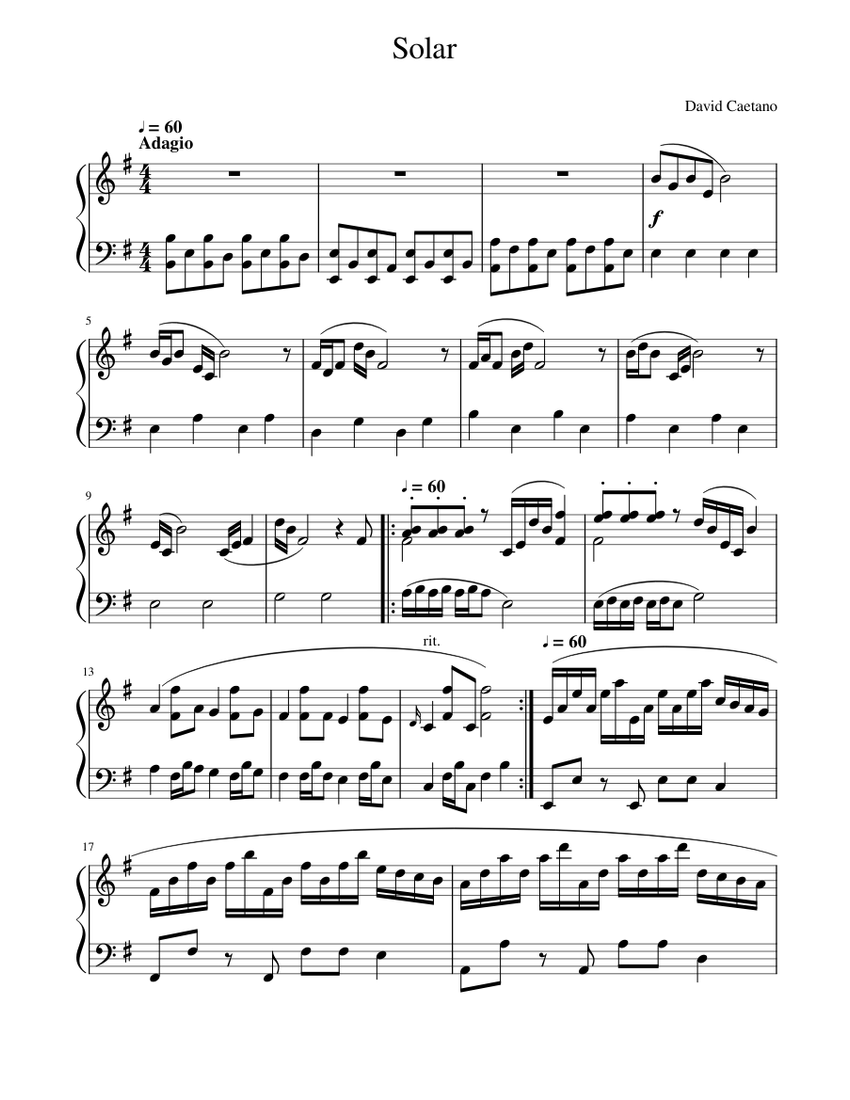 Solar Sheet Music for Piano (Solo) | MuseScore.com