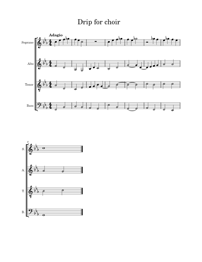 "Drip" for Choir Sheet music for Soprano, Alto, Tenor, Bass voice ...