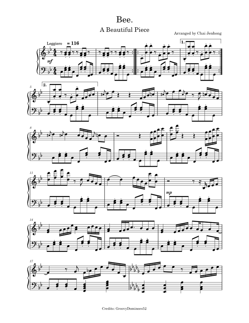 Bee. Sheet music for Piano (Solo) | Musescore.com