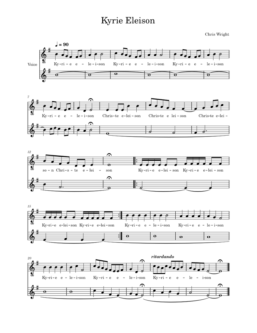 Kyrie eleison Sheet Music for Vocals (Church Choir) | MuseScore.com