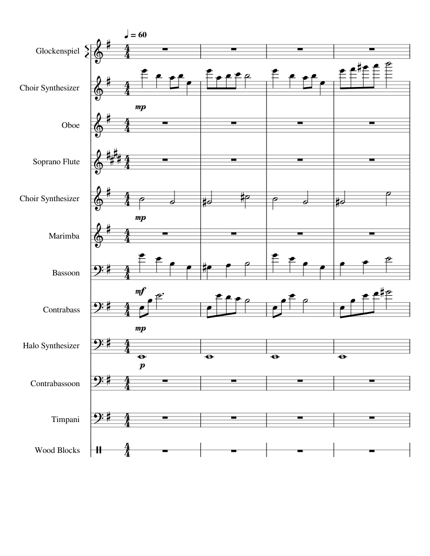 The Secret Passage Sheet music for Flute, Oboe, Bassoon, Contrabass ...