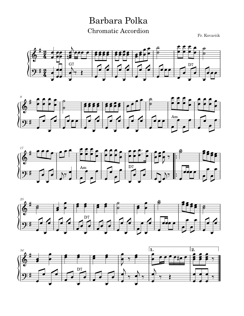 Barbara Polka Sheet Music for Accordion (Solo) | MuseScore.com