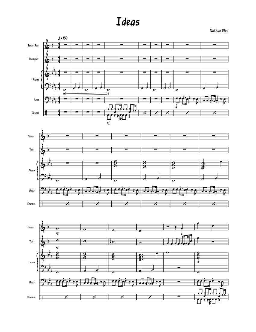 Ideas Sheet music for Piano, Saxophone tenor, Trumpet in b-flat, Bass ...