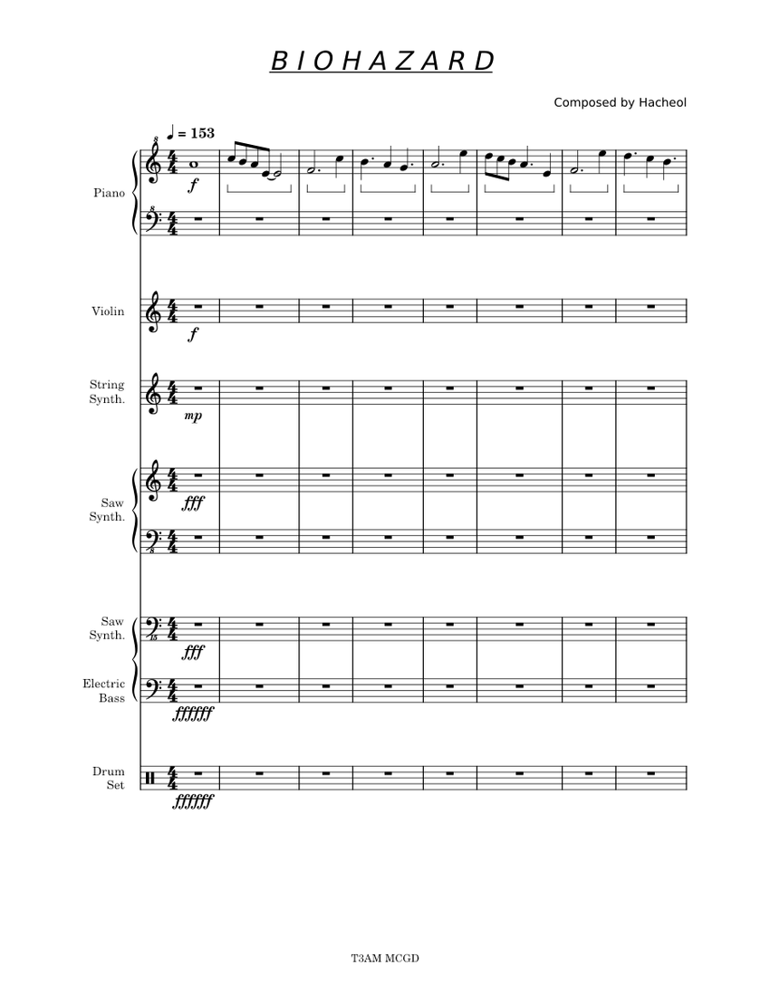 Biohazard Sheet music for Piano, Violin, Bass guitar, Drum group & more ...