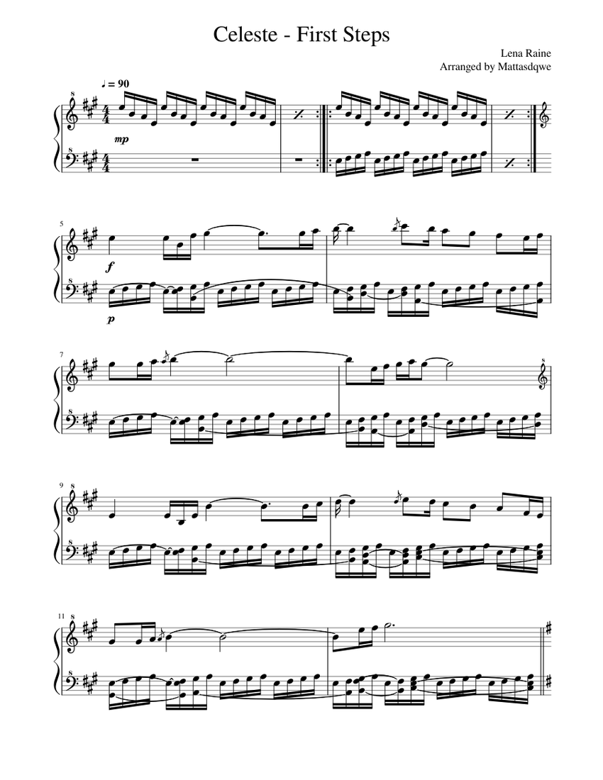 First Steps - Celeste Sheet Music for Piano (Solo) | MuseScore.com