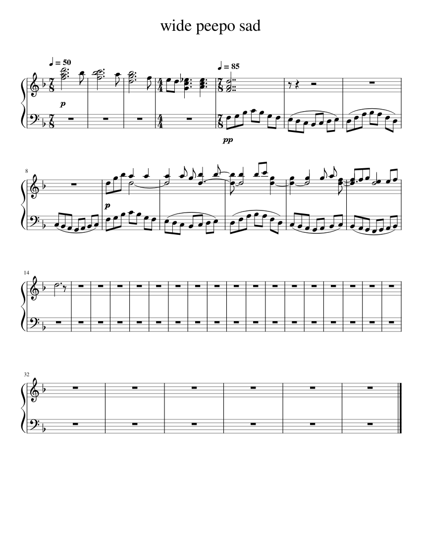 wide peepo sad Sheet music for Piano (Solo) Easy | Musescore.com