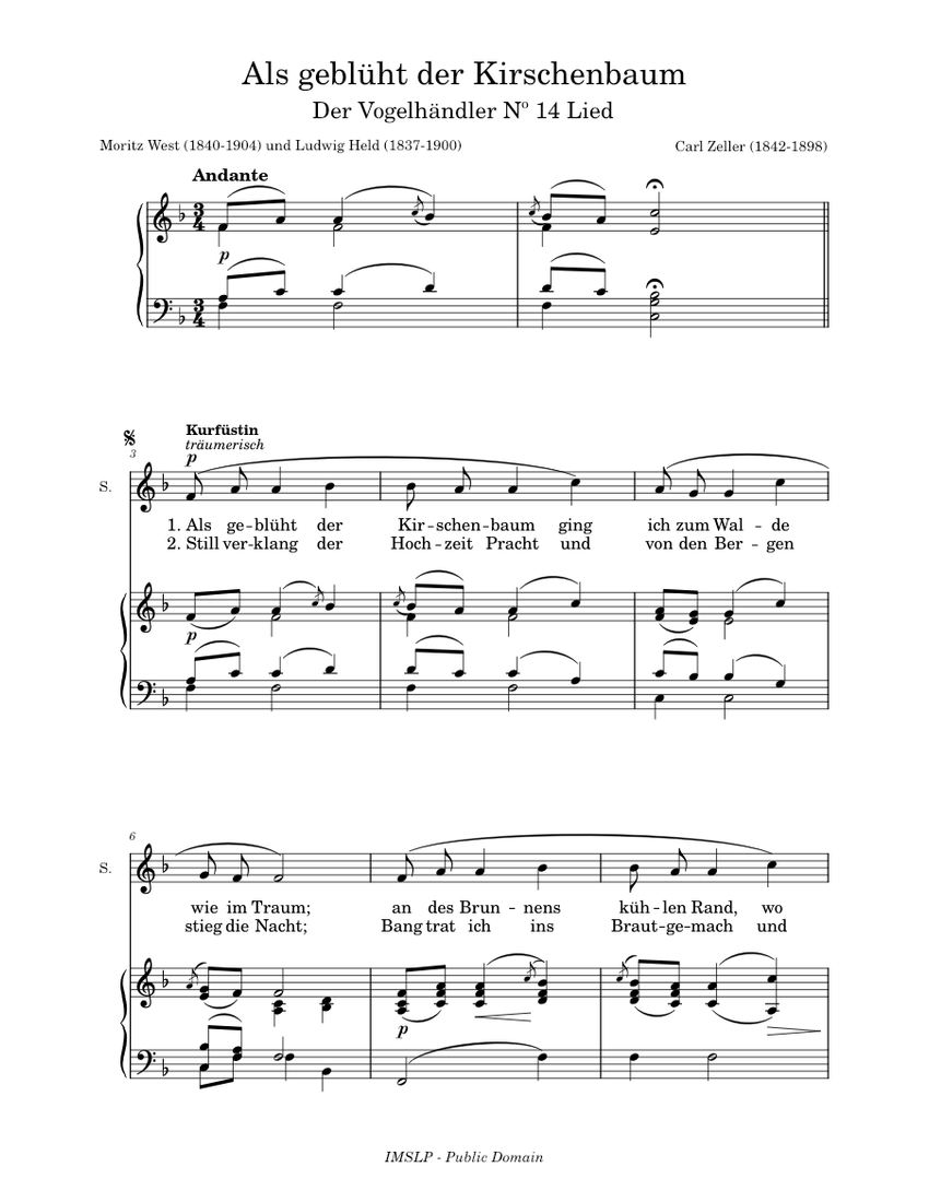 Der Vogelhändler. Nº 14 Als geblüht der Kirschenbaum (Lied) – Carl ...