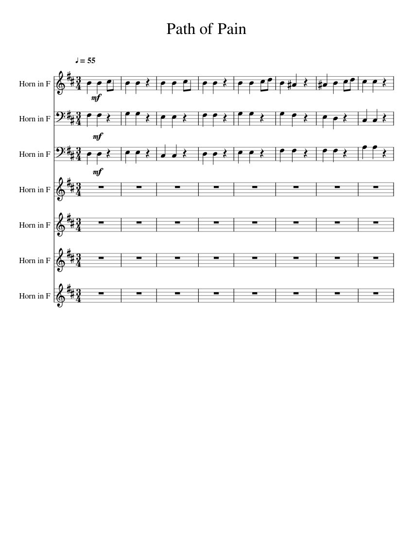 Path of Pain (wip) Sheet Music for French horn (Brass Ensemble ...
