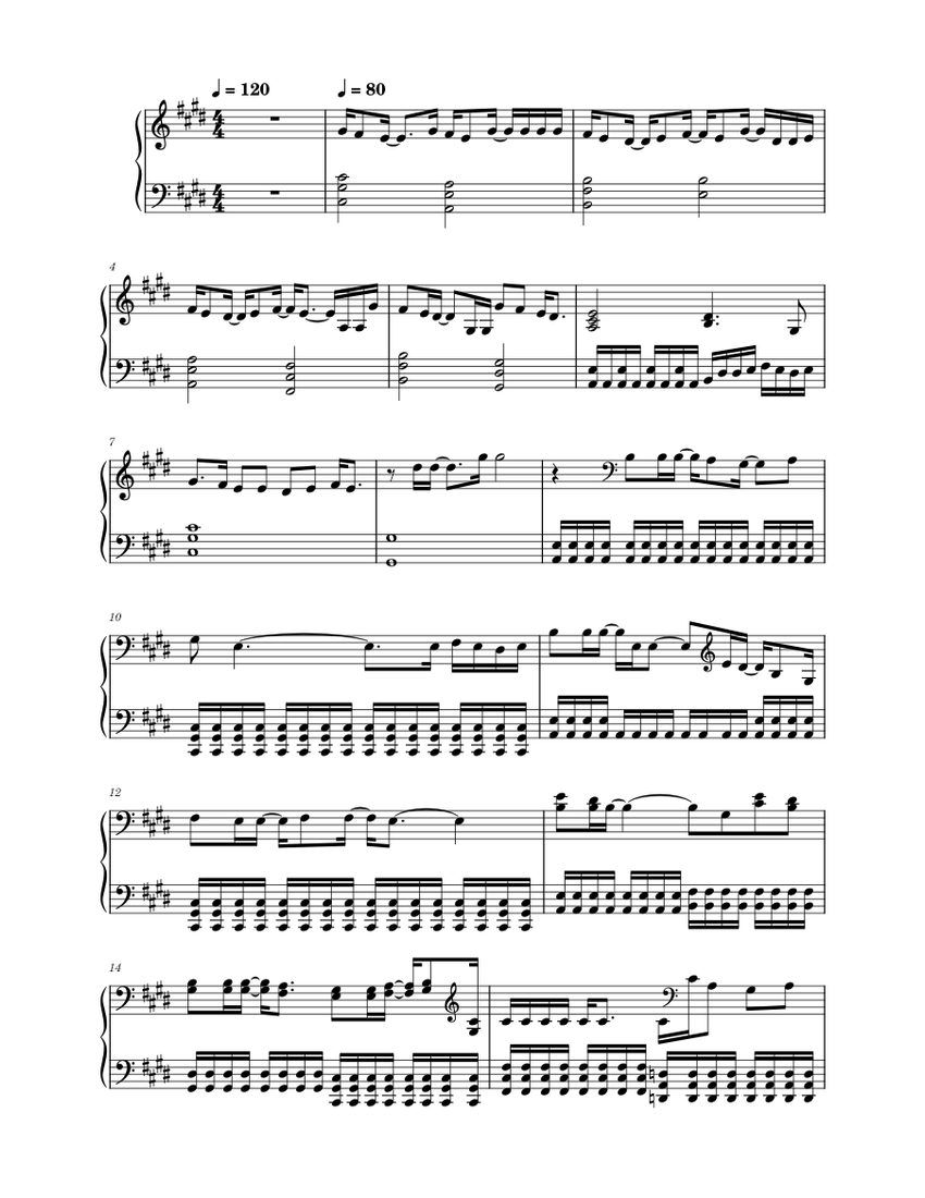 bleach OPENING 2 D-tecnoLife Sheet Music for Piano (Solo) | MuseScore.com