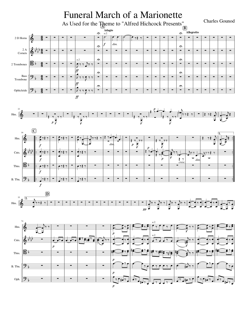 Funeral March of a Marionette Brass Sheet music for Trombone, Cornet ...