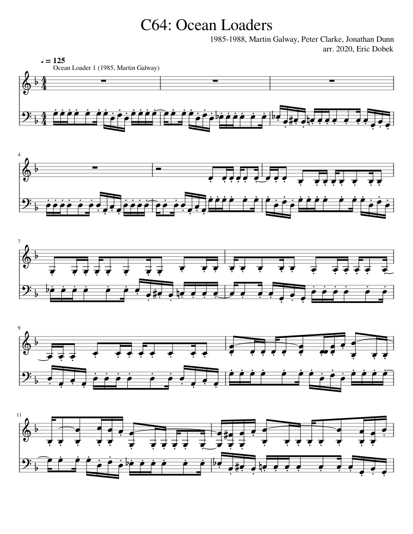 C64: Ocean Loaders Sheet music for Piano (Solo) | Musescore.com