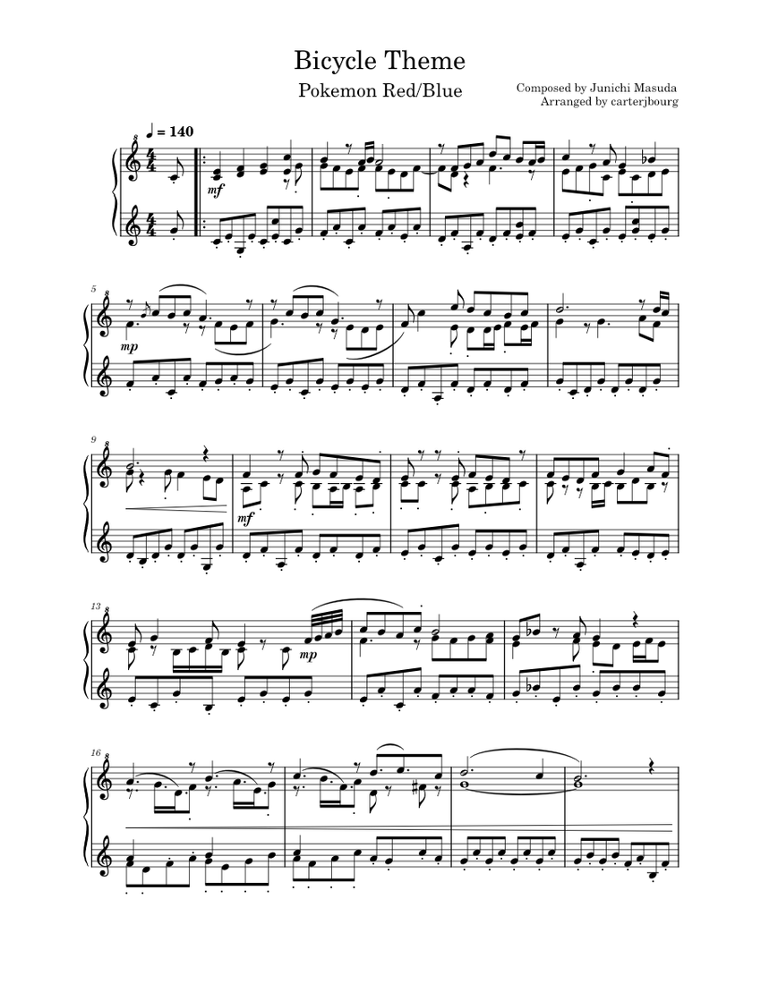 Bicycle Theme – Junichi Masuda Bicycle Theme - piano tutorial