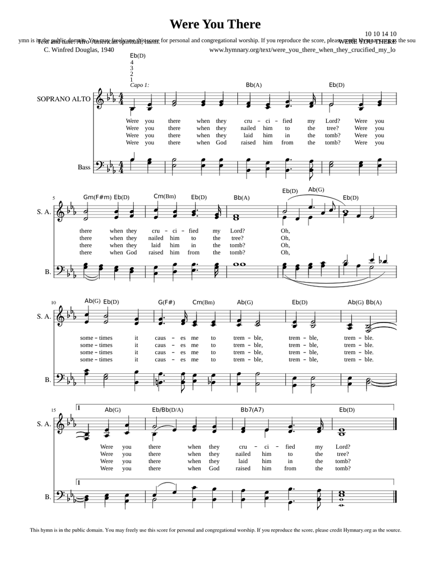 Were You There Sheet music for Bass guitar (Solo) | Musescore.com