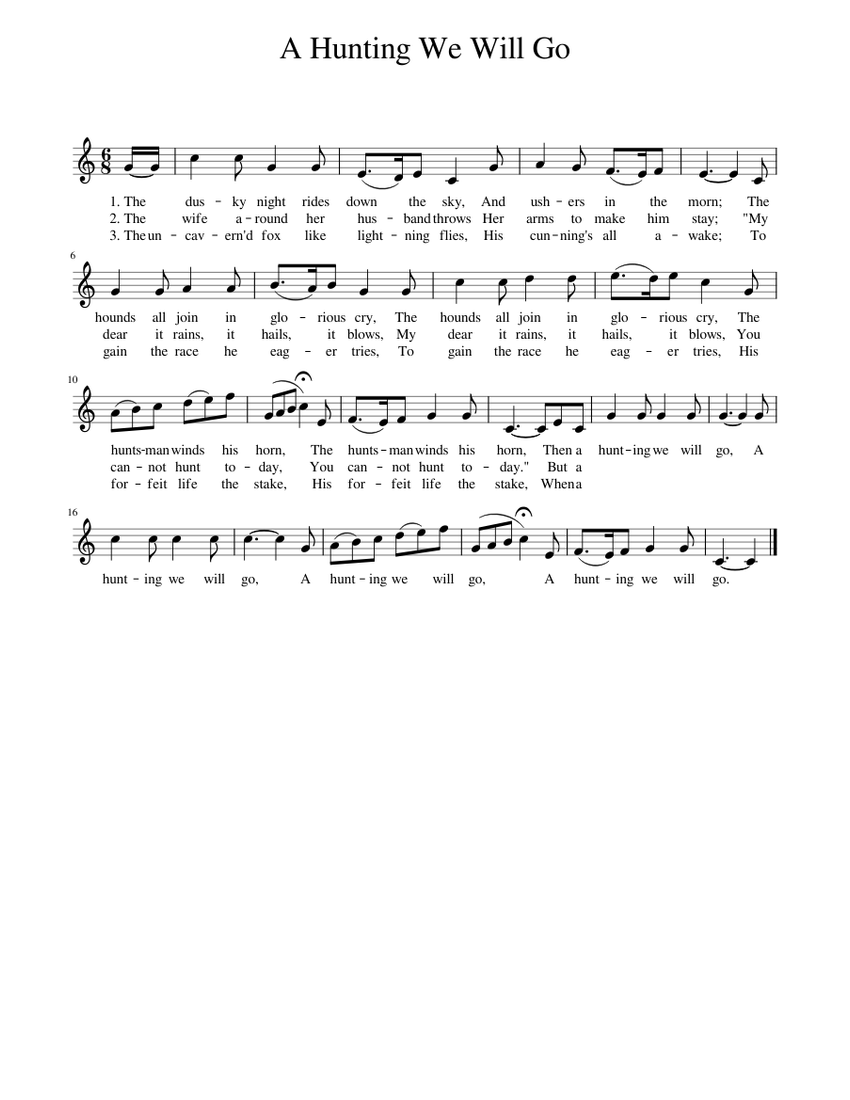 A Hunting We Will Go Sheet music for Piano (Solo) Easy | Musescore.com