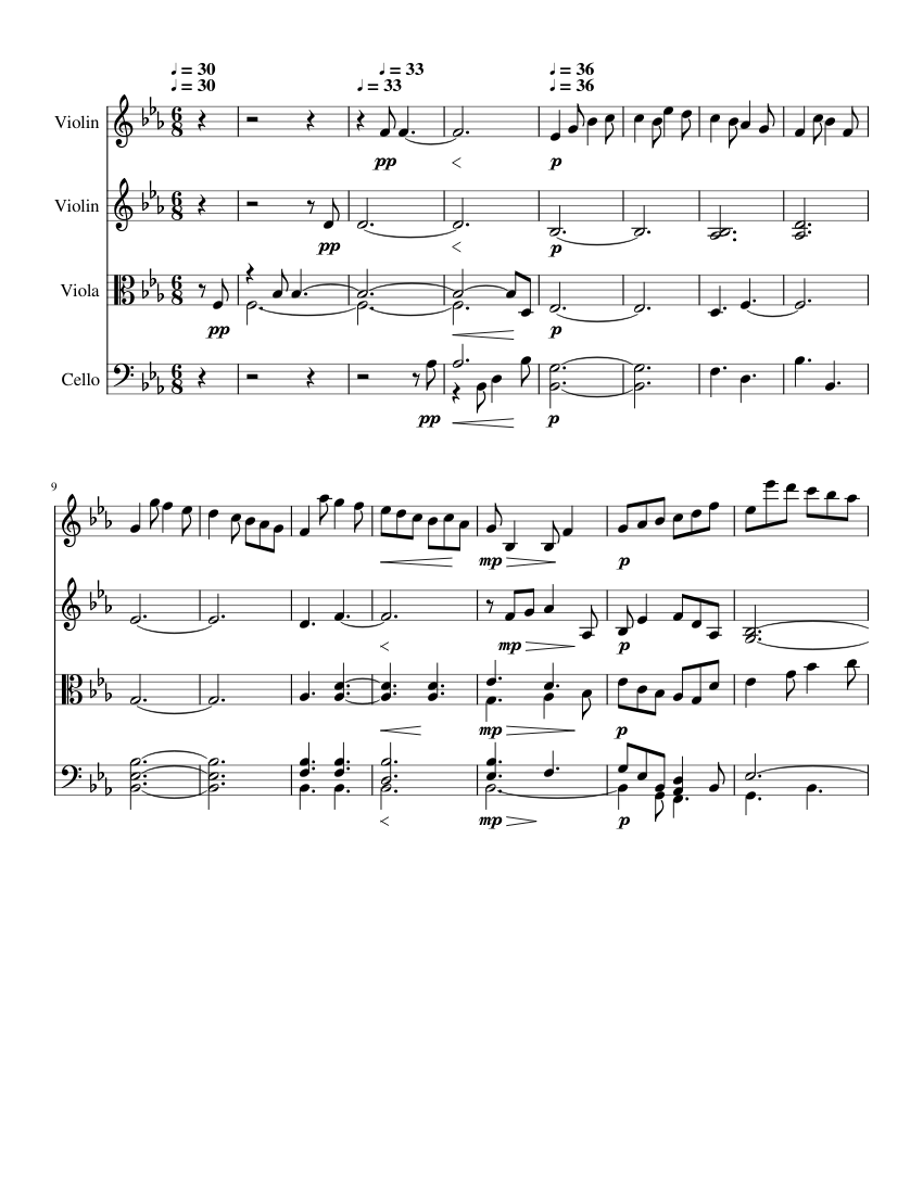 Quarteto de cordas Nr. 1 op. 1 em EB maior - 2 - piano tutorial