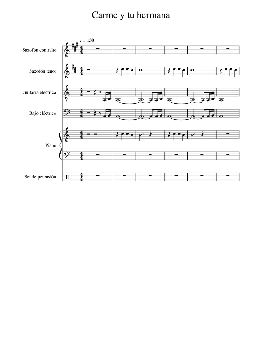 Carme_y_tu_hermana Sheet music for Piano, Saxophone alto, Saxophone ...