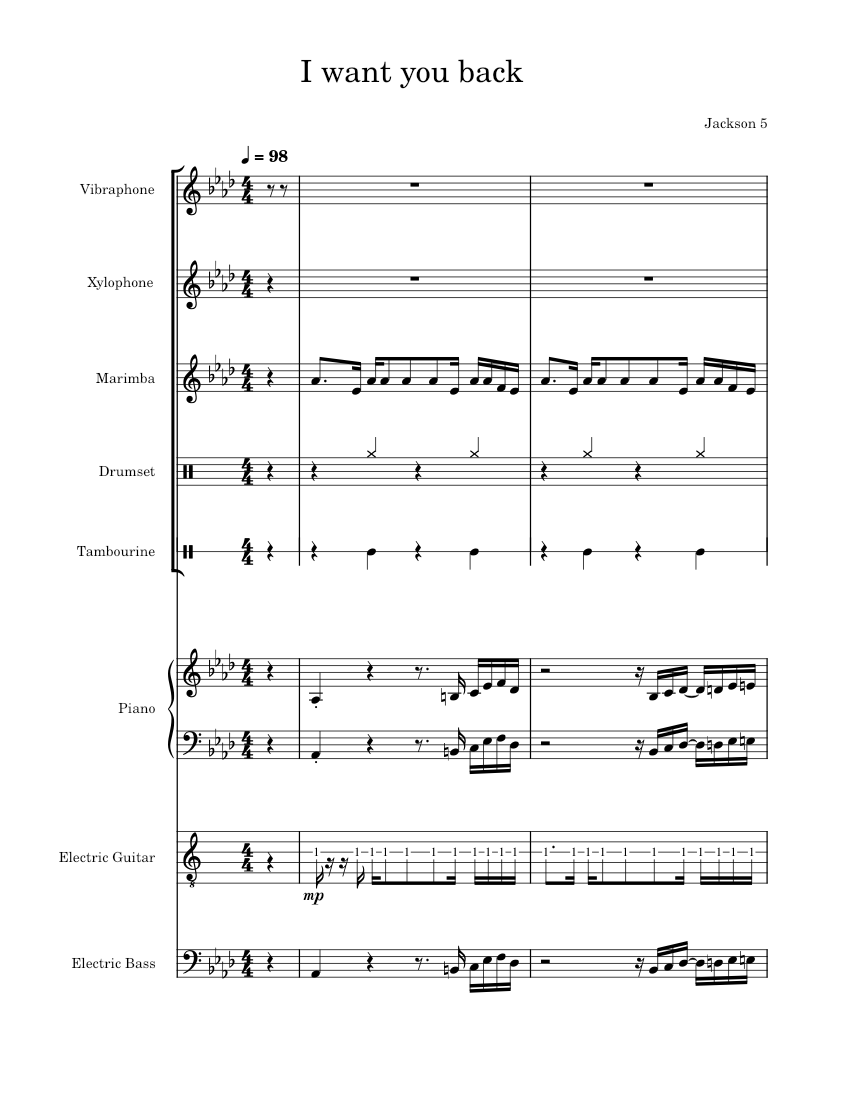 I want you back – The Jackson 5 I want you back Sheet music for Piano ...