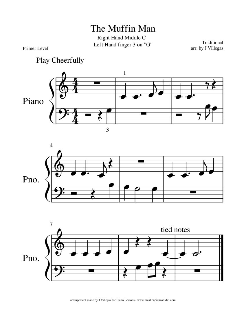 The Muffin Man - Misc Traditional Sheet Music for Piano (Solo) easy ...