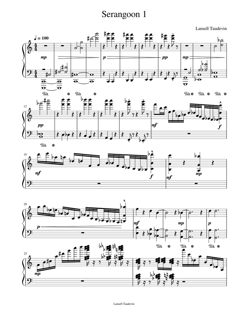 Serangoon 1by Lansell Taudevin Sheet music for Piano (Solo) | Musescore.com