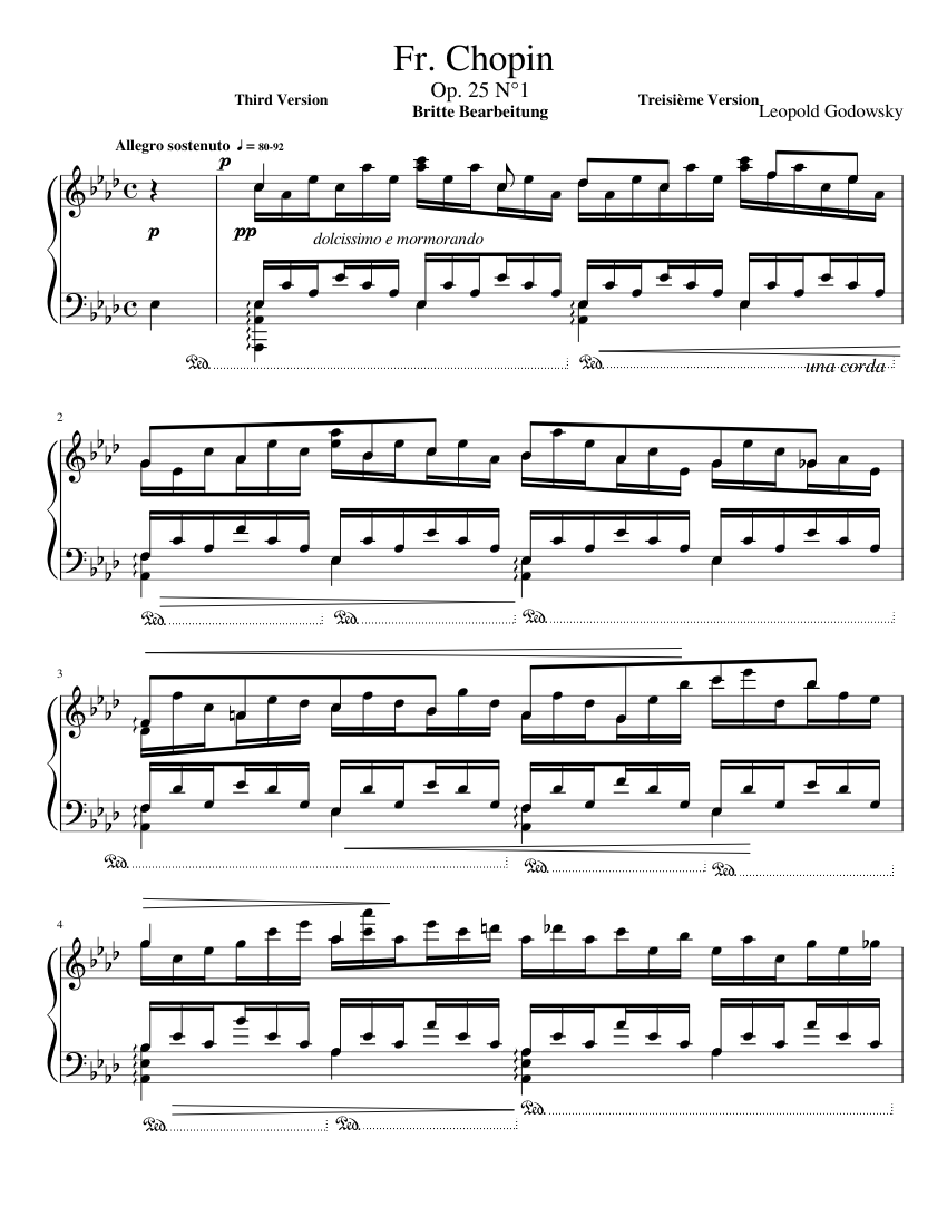 Chopin Godowsky Study No 25 in A flat major after Op 25 No 1 Sheet Music for Piano (Solo ...