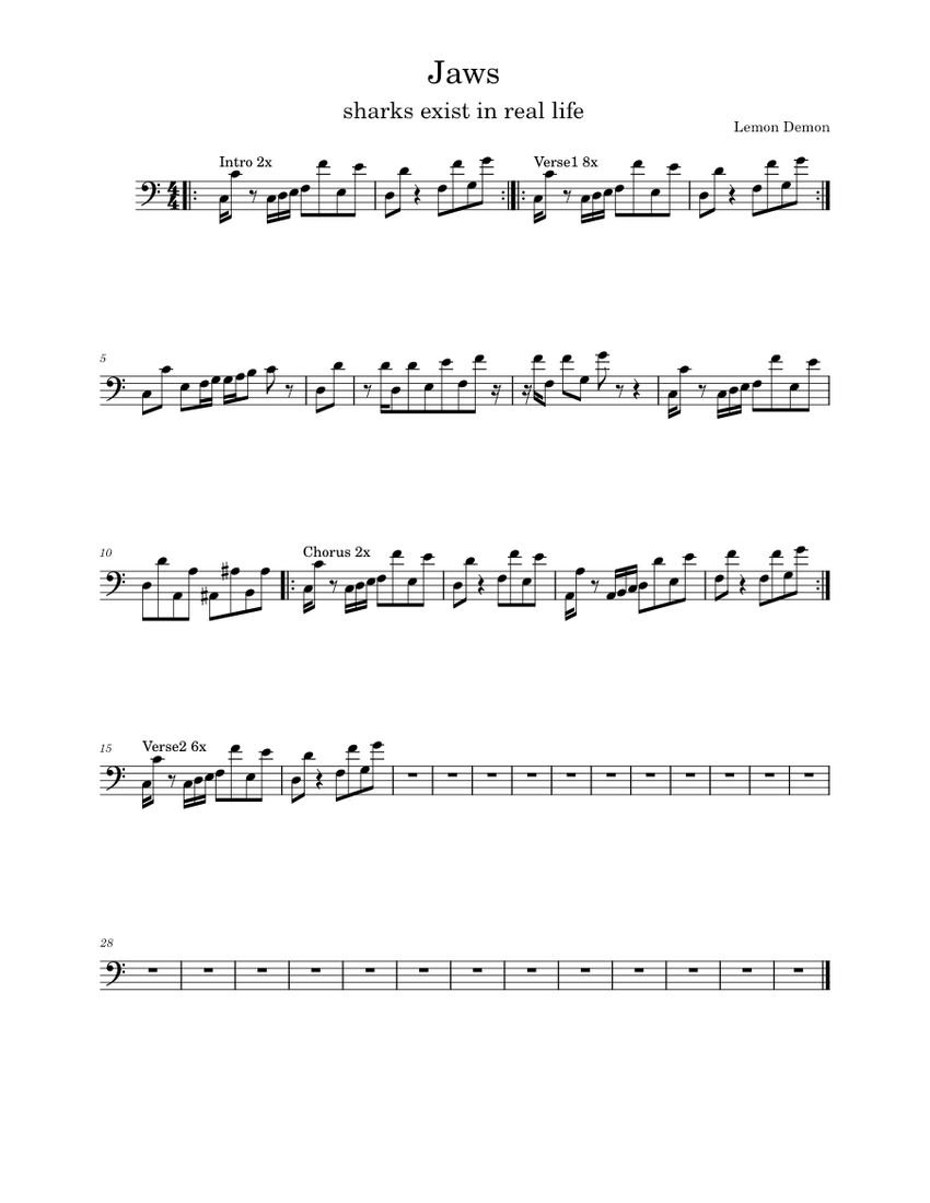 Jaws – Lemon Demon Jaws Sheet music for Piano (Solo) | Musescore.com