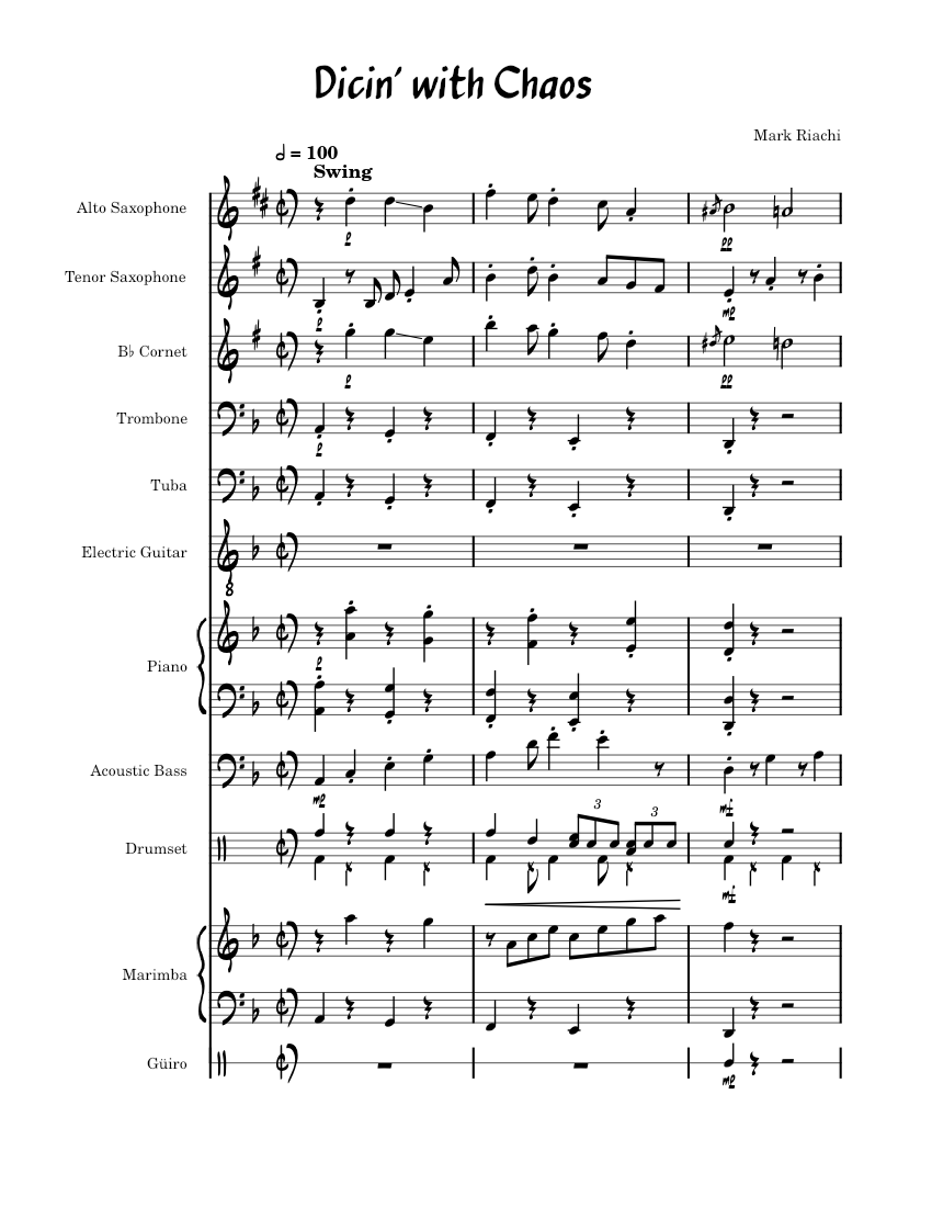 Dicin' with Chaos Sheet music for Piano, Trombone, Cornet, Tuba & more ...