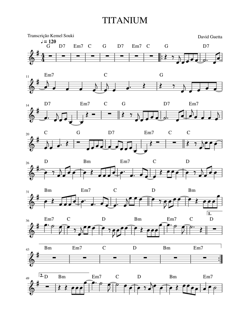 TITANIUM Sheet Music with Chords for Violin (Solo) | MuseScore.com