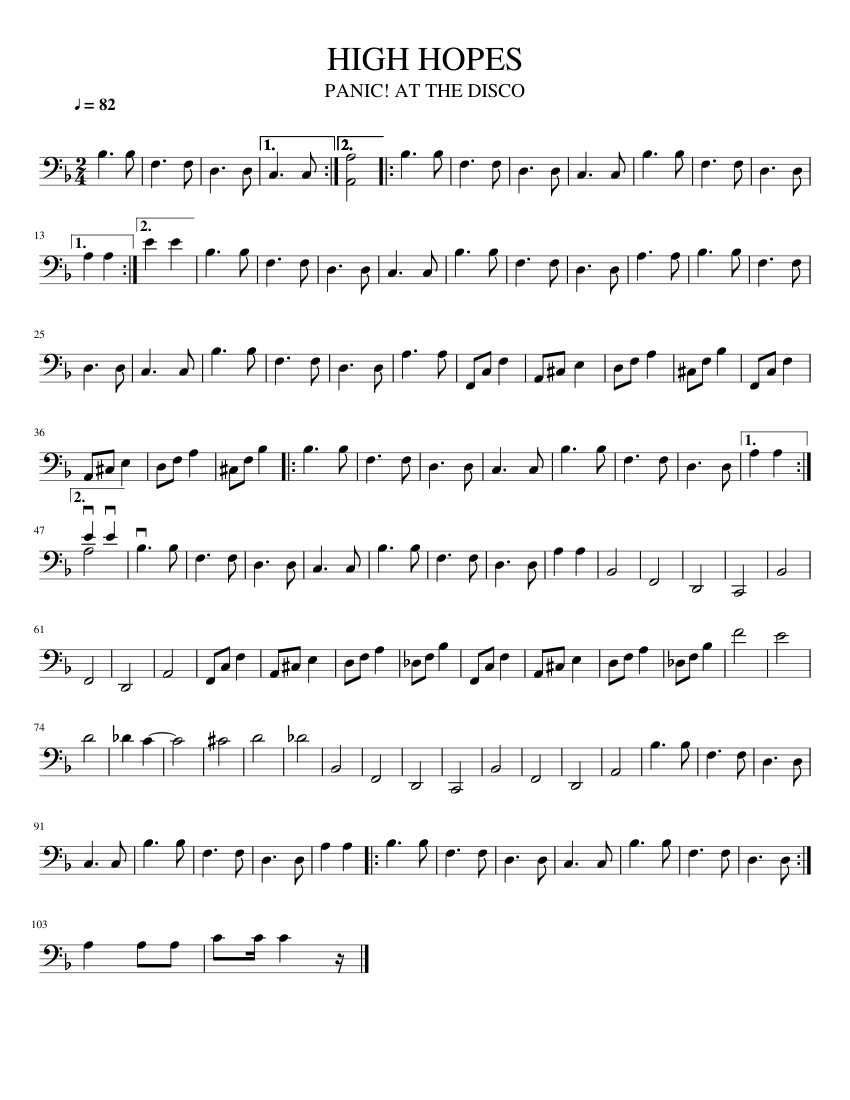 High Hopes-Cello Sheet Music for Cello (Solo) | MuseScore.com