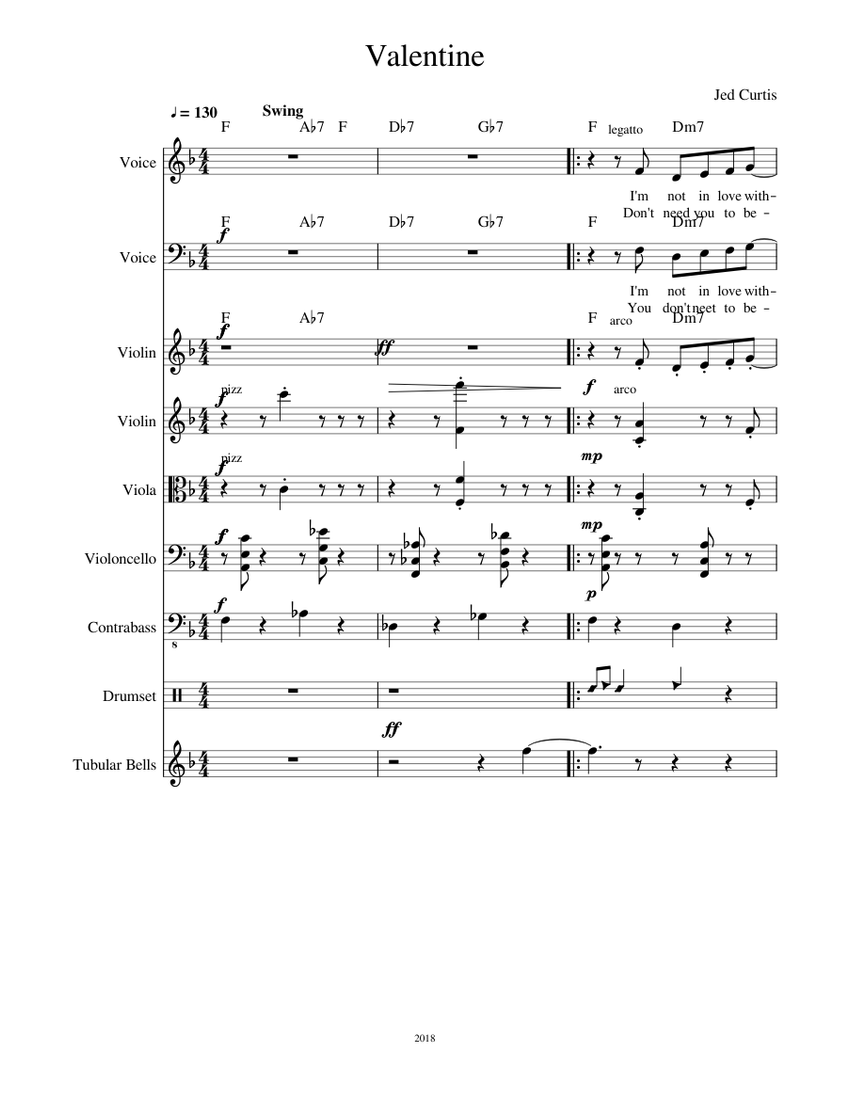 Valentine v2 Sheet music for Vocals, Contrabass, Violin, Viola & more ...