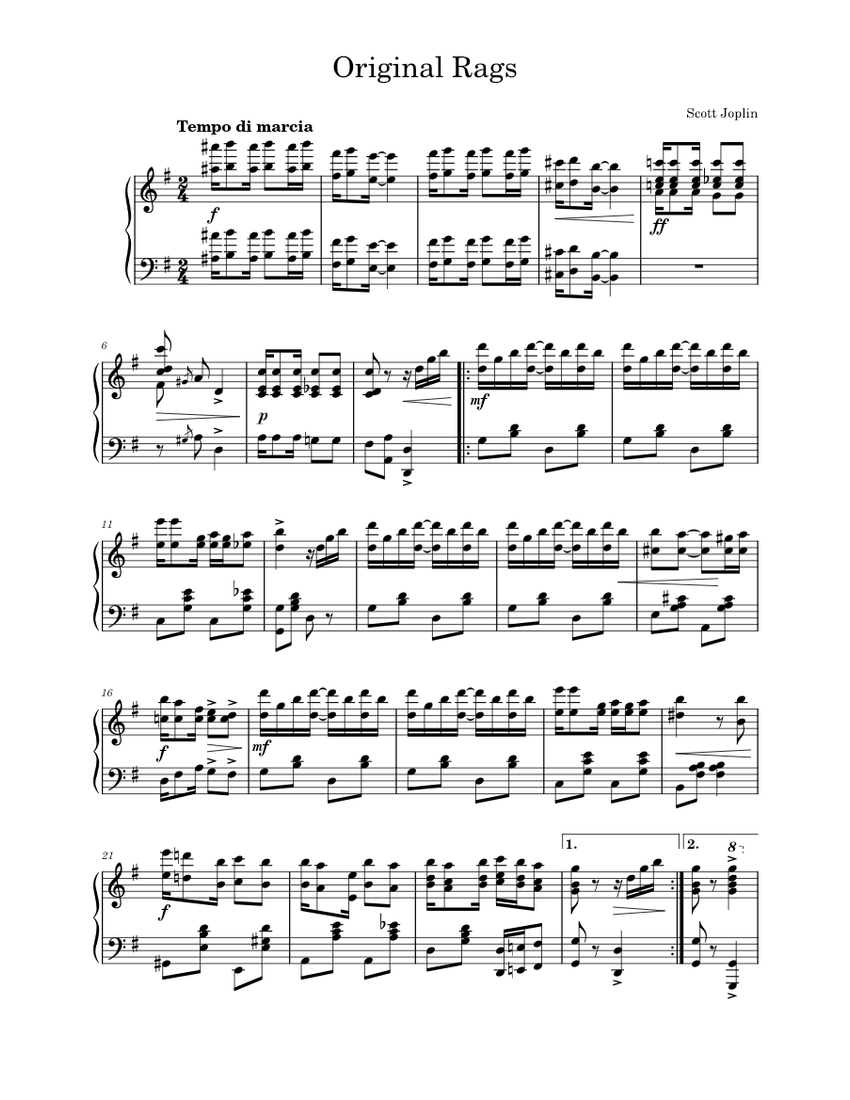 Original rags – Scott Joplin Sheet music for Piano (Solo) | Musescore.com