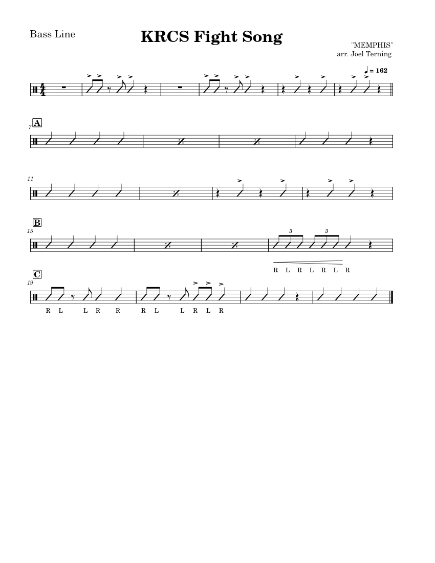 KRCS Fight Song-Bass_Line Sheet music for Bass drum (Solo) | Musescore.com