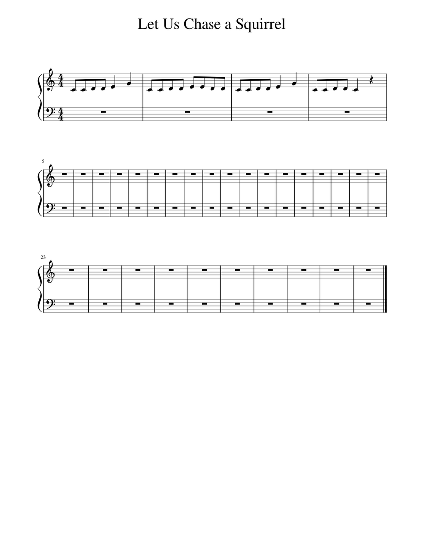 Let Us Chase a Squirrel - Easy piano Sheet Music for Piano (Solo ...