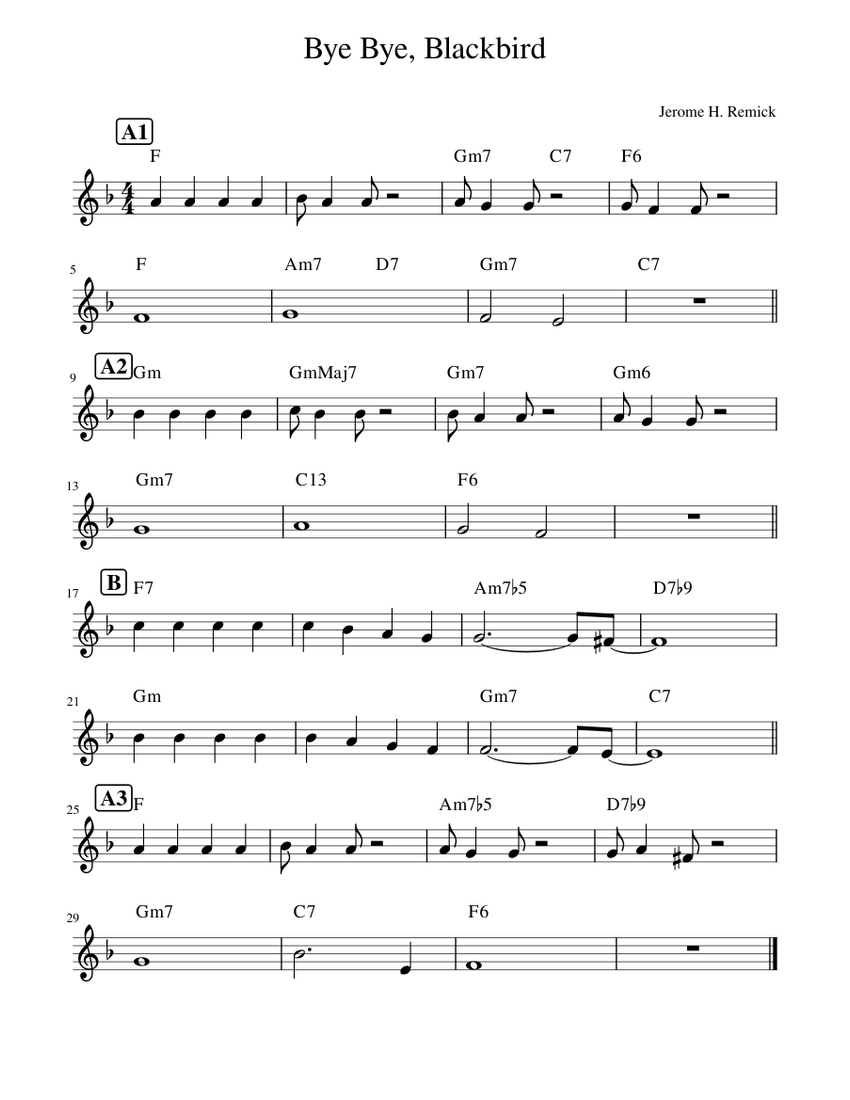 Bye Bye, Blackbird 22 Sheet music for Piano (Solo) Easy | Musescore.com