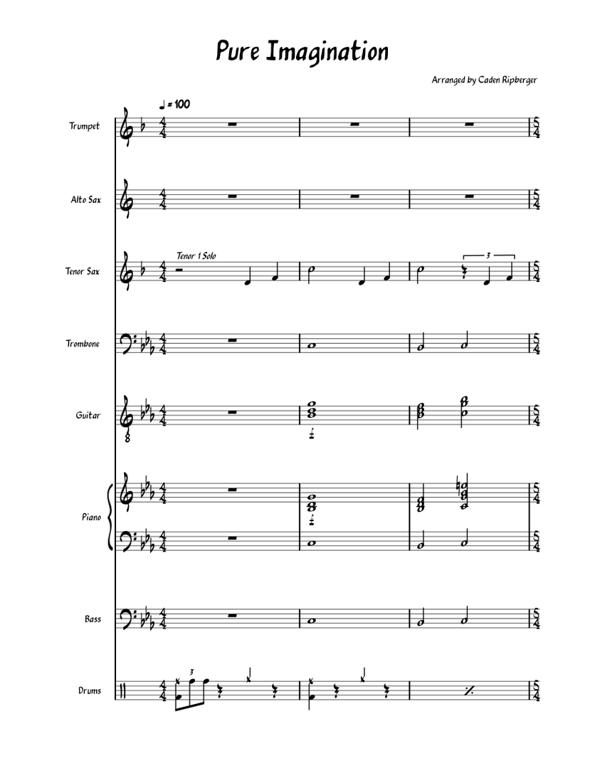 Pure Imagination - Jazz Combo Sheet Music for Piano, Trombone ...