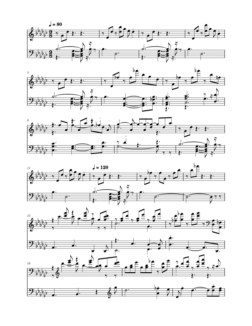 Krist Wood ⌒ Unlit Path Sheet music for Piano (Piano Duo) | Musescore.com