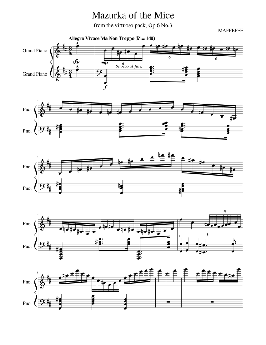 Mazurka of the Mice Sheet music for Piano (Solo) | Musescore.com