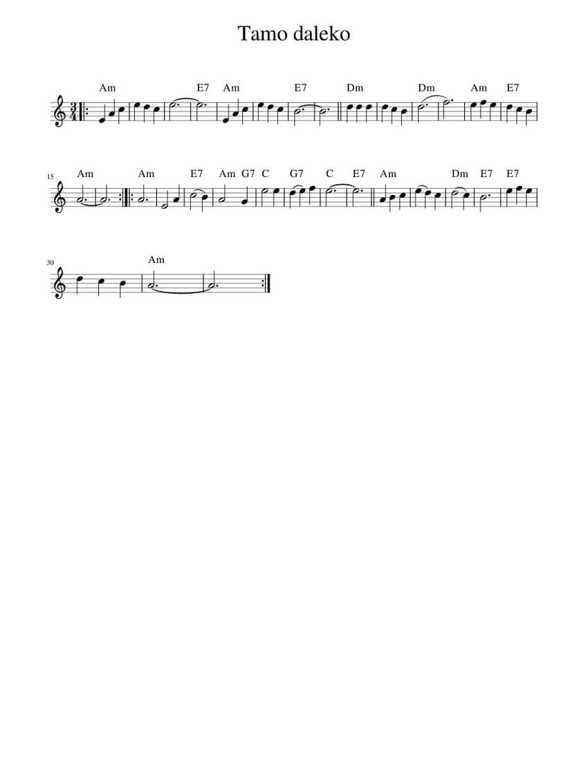 Tamo daleko Sheet music for Piano (Solo) Easy | Musescore.com
