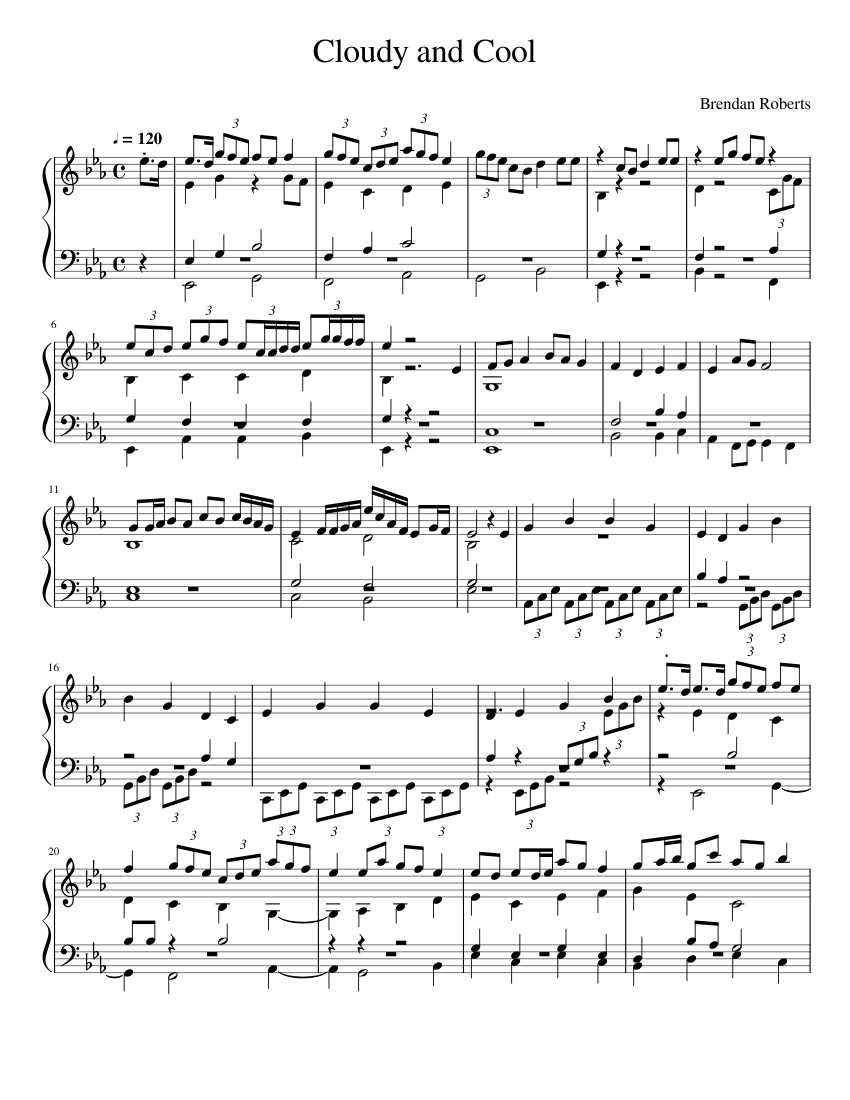 Cloudy_and_Cool Sheet Music for Piano (Solo) | MuseScore.com