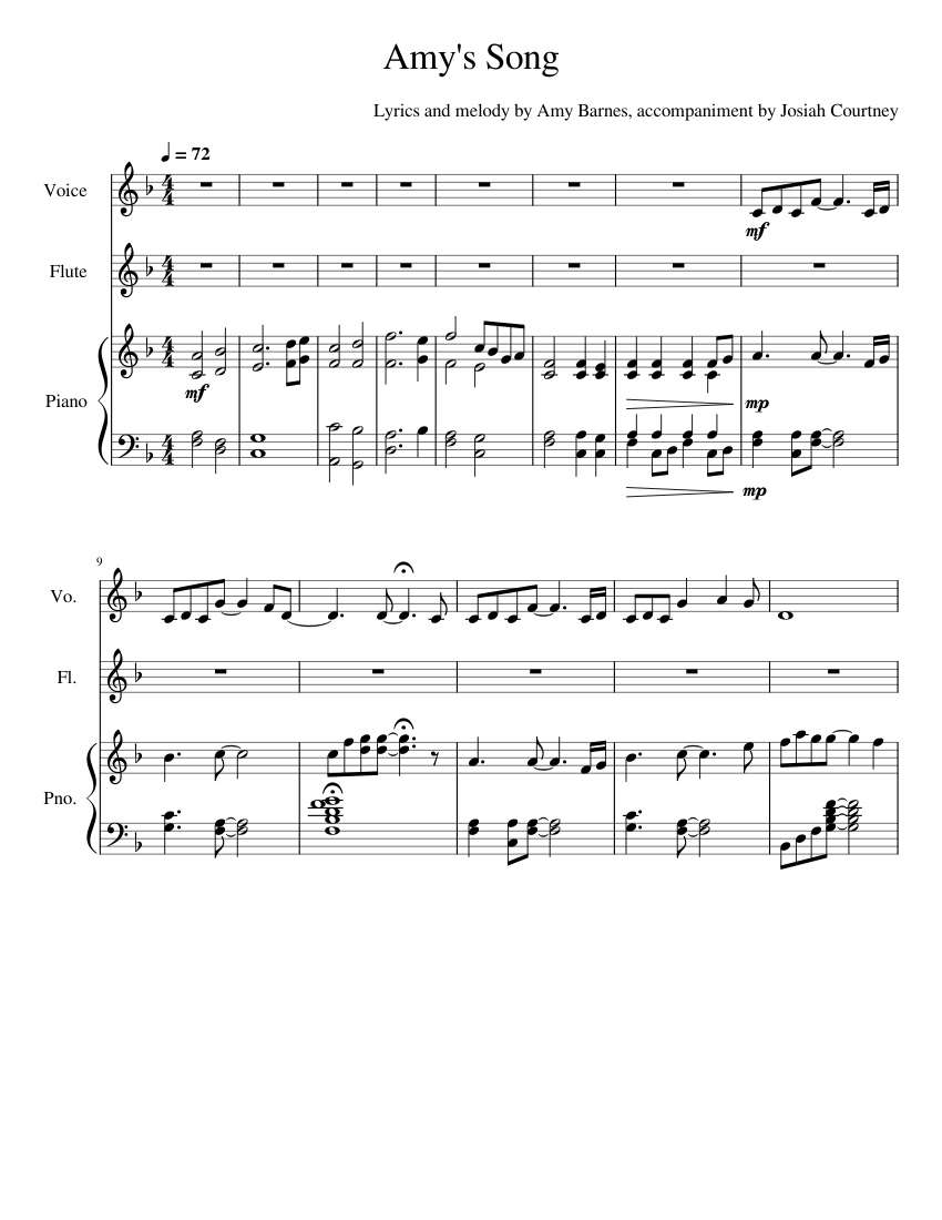 Amy's Song Sheet music for Piano, Vocals, Flute (Solo) | Musescore.com