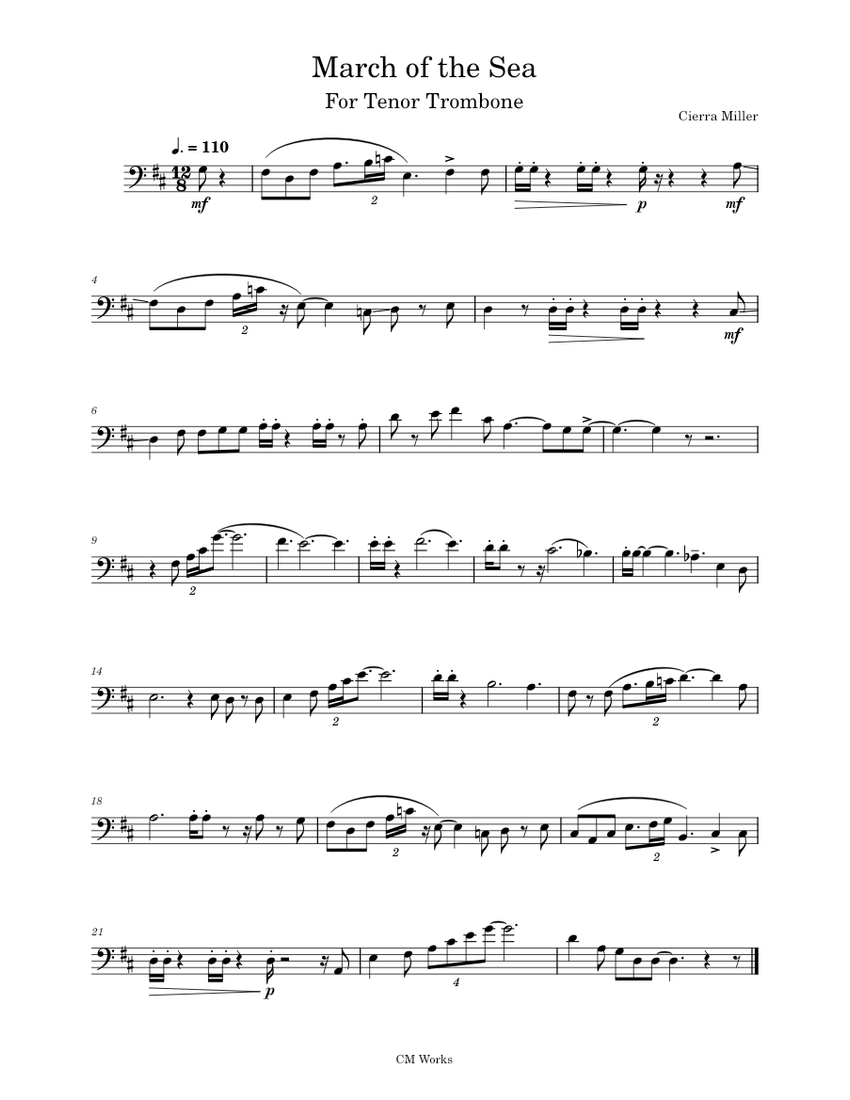 March of the Sea - Cierra Miller Sheet music for Trombone (Solo ...