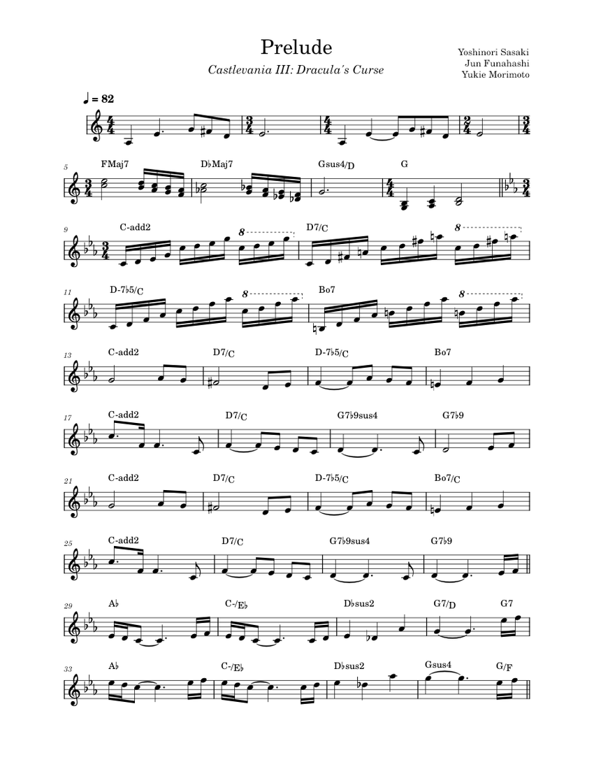 Prelude – Yoshinori Sasaki, Jun Funahashi, Yukie Morimoto Sheet music ...