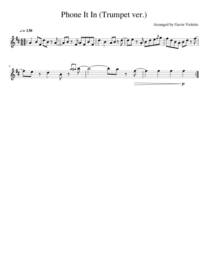 Phone It In - (Trumpet ver.) Sheet Music for Trumpet in b-flat (Solo ...