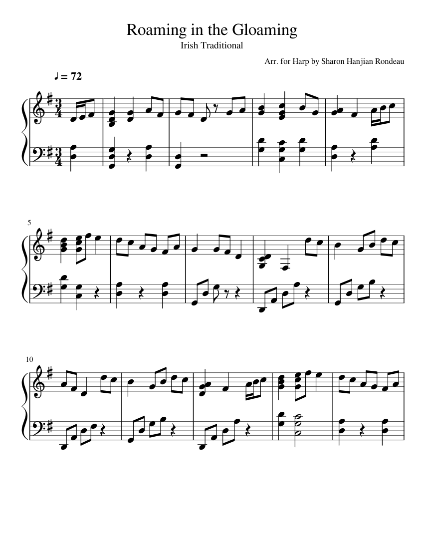 Roaming in the Gloaming Sheet music for Harp (Solo) | Musescore.com